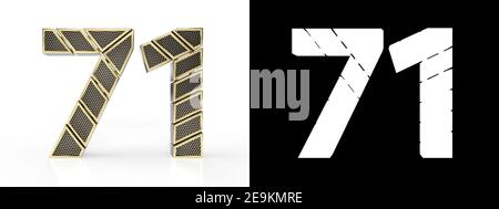 number 71 (number seventy-one) perforated with small holes on the metal ...