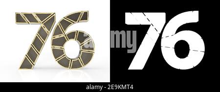 number 76 (number seventy-six) perforated with small holes on the metal ...