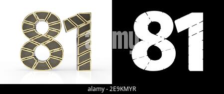 Gold number eighty-one (number 81) cut into perforated gold segments ...