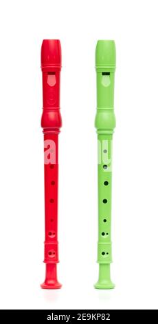 Red-green block flute isolated on white background Stock Photo - Alamy