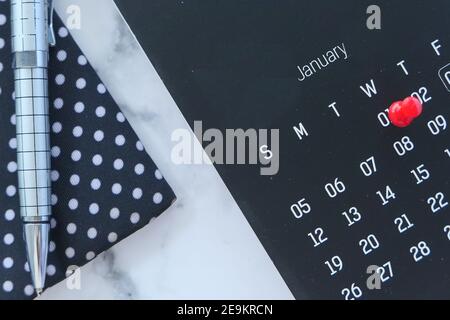 Red Push Pin On Calendar 6th Day Of The Month Mark The Event Day With