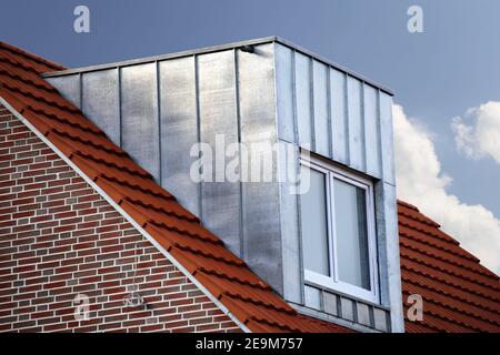 Roof dormer with stainless steel cladding Stock Photo - Alamy