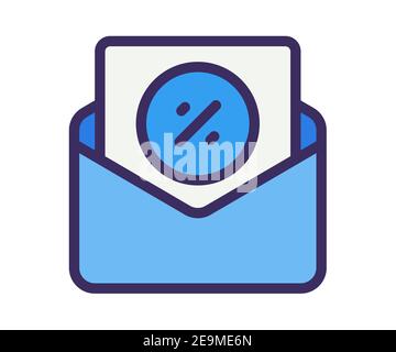 discount sales envelope single isolated icon with dashed line style ...