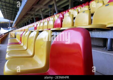 Symbol image: Seats in an empty sports stadium Stock Photo - Alamy