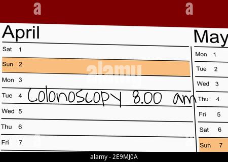 Symbol image: Reminder of a colonoscopy in an appointment calendar ...
