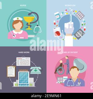 Nurse infographics set with hospital workflow and health care symbols ...