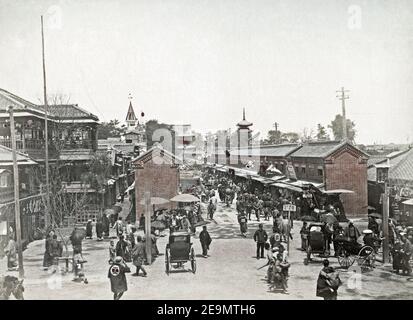 Busy street scene, Asakusa, Tokyo, Japan, circa 1880s Stock Photo - Alamy