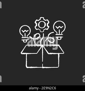 Business vision chalk white icons set on black background Stock Vector ...