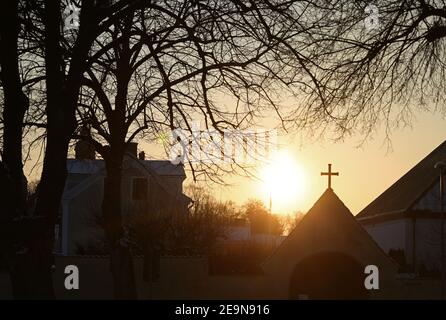 VADSTENA, SWEDEN- 5 FEBRUARY 2021: Winter picture in Vadstena city ...