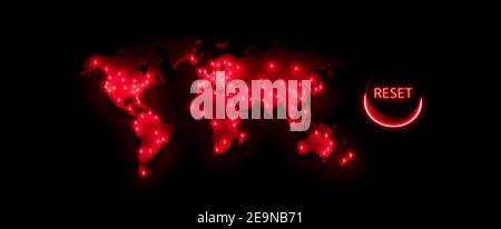 World map with global reset button 3d render 3d illustration Stock ...