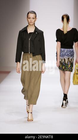 A model displays a creation by designers Suzanne Clements of Britain ...