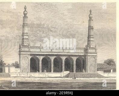 Mosque of Triplicane, near Madras, a wood engraving by E. Therond, from ...