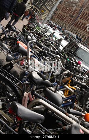bicycles in rack Amsterdam Holland Stock Photo - Alamy
