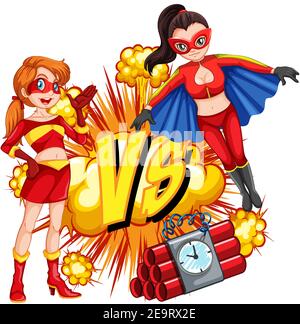 Two superheroes fighting each other illustration Stock Vector Image ...