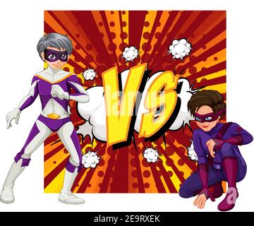 Two superheroes fighting each other illustration Stock Vector Image ...