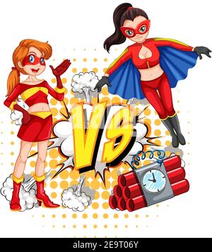 Two superheroes fighting each other illustration Stock Vector Image ...