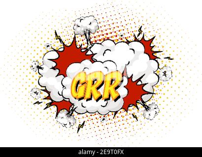 GRR text on comic cloud explosion isolated on white background ...