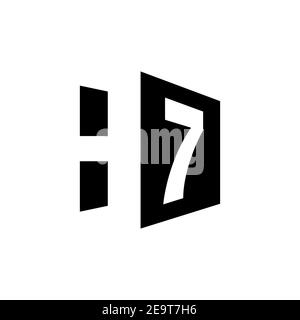 simple powerful Abstract H7 seven Logo Vector Graphic Design with star ...