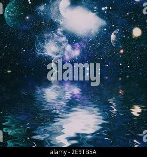 Beautiful galaxy and cluster of stars in the space night. Elements of ...