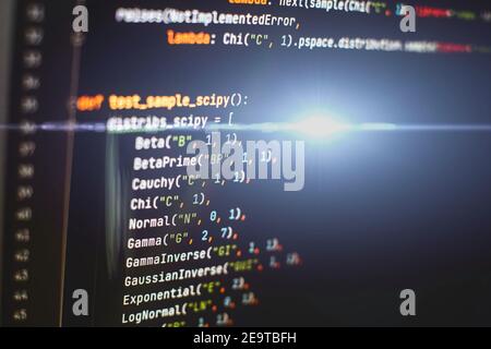 CSS, JavaScript and HTML usage. Monitor closeup of function source code. Abstract IT technology ...