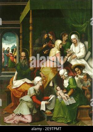 'Nacimiento de Juan Bautista' by Jerónimo Cosida depicts the birth of ...