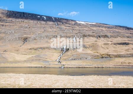 Waterfalls in fljotsdalur in east Icelandic landscape Stock Photo - Alamy