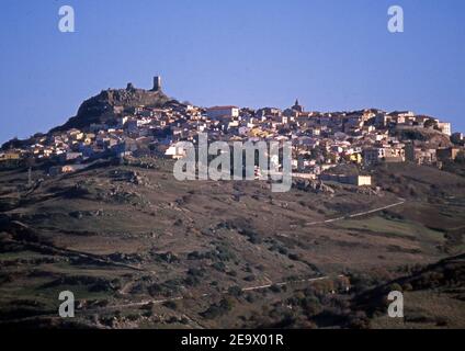Osilo, medieval village near Sassari, Sardinia, Italy (scanned from ...