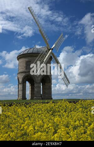 Chesterton Windmill in a field of rapeseed in Chesterton Warwickshire ...