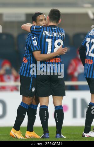Luis Muriel of Atalanta celebrates after scoring to give the side a 3-1 ...