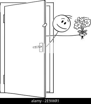 lover man with flowers bouquet Stock Vector Image & Art - Alamy