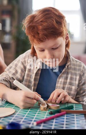 Close-up cute redhead cheerful girl look amazed yelling from joy lucky ...