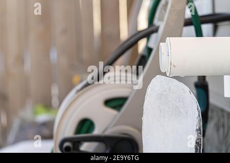 Furnace exhaust pipe blowing out steam in winter Stock Photo - Alamy