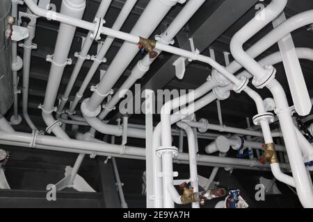 Shipbuilding piping works complex pipeline Stock Photo - Alamy