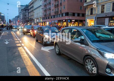 Italy. 06th Feb, 2021. Milan, first Saturday in the yellow zone ...