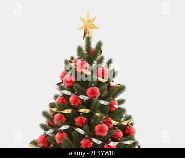 Christmas tree isolated on grey background. 3d rendering - illustration ...