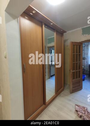 wide wooden dressing room, interior of a modern house Stock Photo - Alamy
