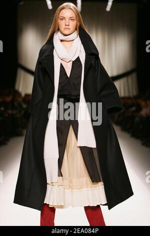 A model displays a creation by designer Phoebe Philo for Celine Fall ...