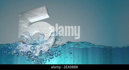 Number 7 in thick letters seen from the front sinking into the water ...