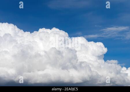 Large fluffy cumulus cloud against vivid blue sky, symbolizing weather ...