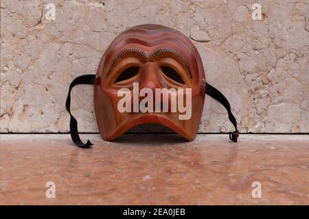 Venetian Zanni masks by artist Carlo Setti. Leather mask of typical ...