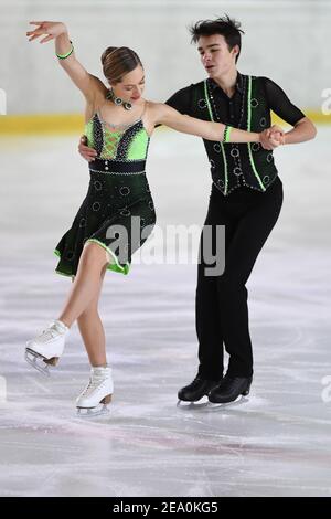 Eva BERNARD & Tom JOCHUM from France at the kiss and cry in the Junior ...