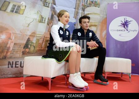 Eva BERNARD & Tom JOCHUM from France at the kiss and cry in the Junior ...