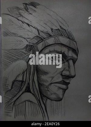 Face Apache Red Indian drawing works , Indigenous peoples of the ...
