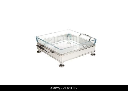 stainless metal meal server tray isolated Stock Photo - Alamy
