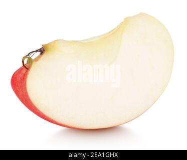 ripe red apple without a slice cut out close up on white background ...