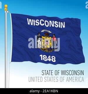 Wisconsin state of United States of America, USA. Simplified thick ...