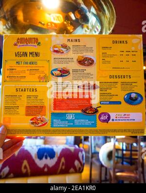 vegan plant based food menu Chiquito Mexican Chain Restaurant Casual dining Stock Photo Alamy