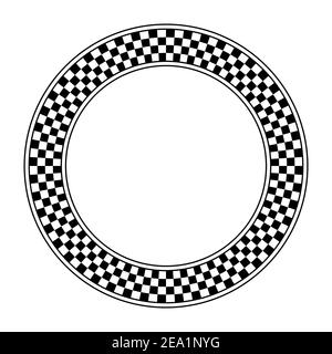 Circle frame with checkered pattern. Round border with checkerboard ...