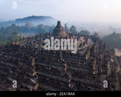 Aerial view of the Magnificent Borobudur temple. The world's largest ...