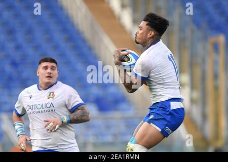 Monty Ioane of ItalyRoma, Olimpico stadium, 06/02/2021. Italy vs France ...